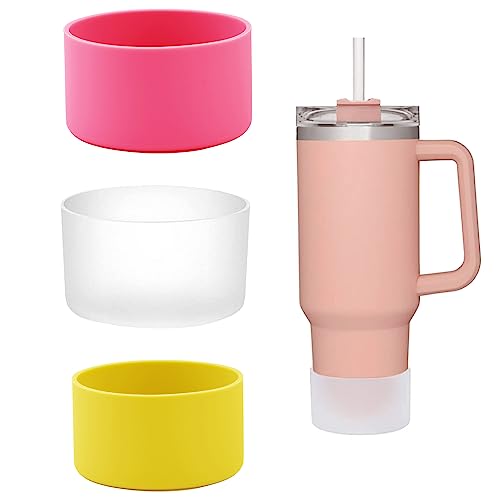 GBYAN 3 Pcs Protective Silicone Boot for Stanley Quencher Adventure 40oz Tumbler & IceFlow 20oz 30oz, Fit for Hydro Flask 12-24 oz, Water Bottle Sleeve Cover Water Cup Bottom Protector