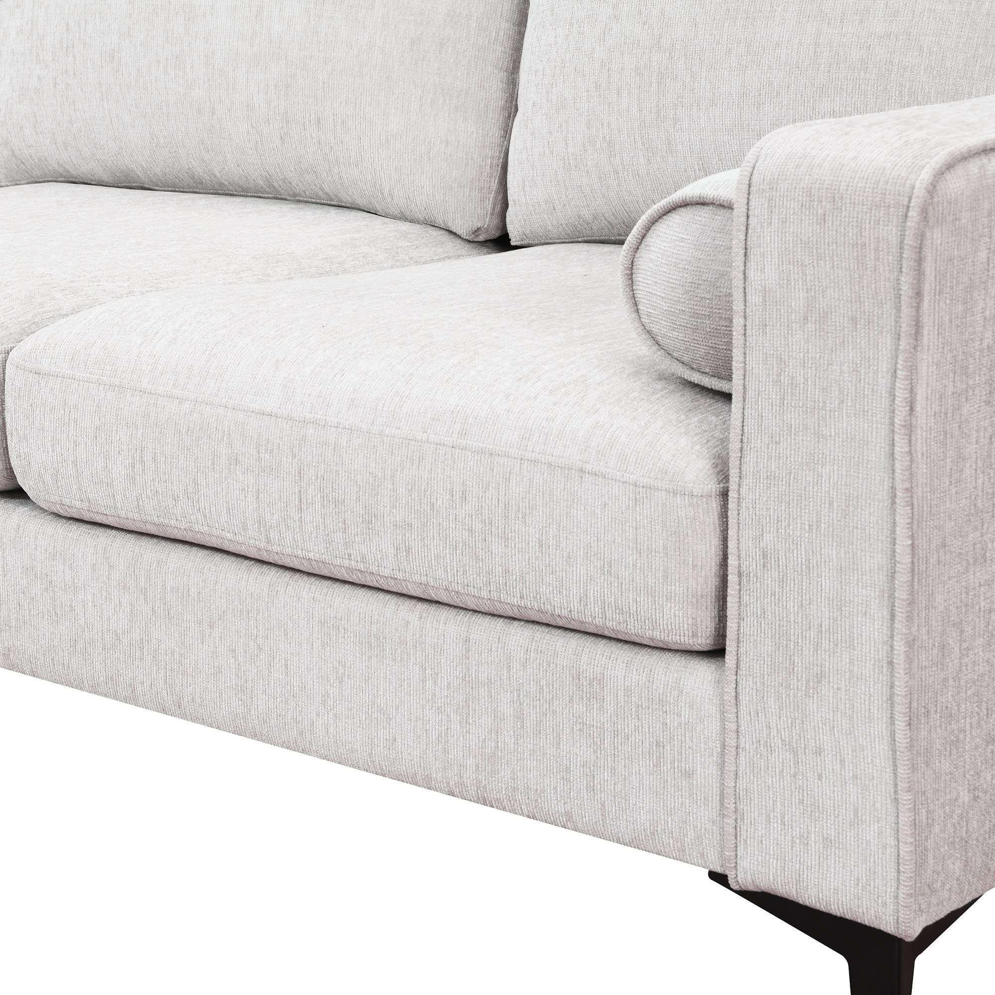 Merax 86" Convertible, Modern Chenille Fabric, L-Shaped Couch 3-Seat Sofa Sectional with Reversible Chaise (2 Pillows), Combo, Beige