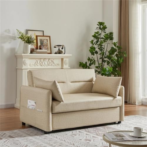 Angola AFLHYJK Khaki Fabric Leisure Convertible Two-seat Sofa Bed