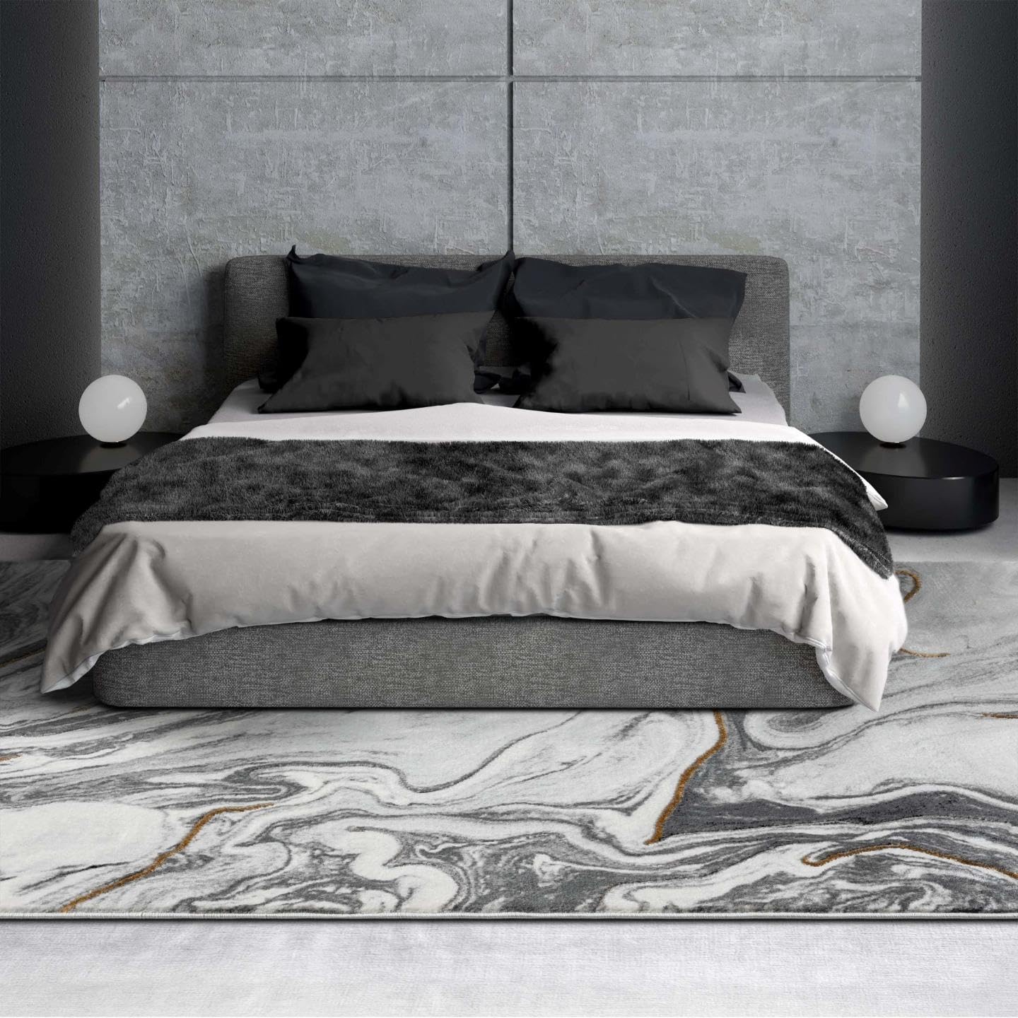 LUXE WEAVERS Marble Abstract Pattern Gray 5x7 Area Rug