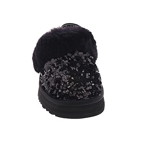 UGG Unisex-Child Funkette Chunky Sequin Slipper, Black, 6 Big Kid