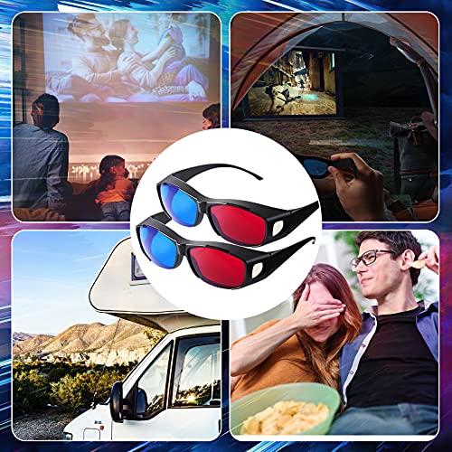 2 Pieces 3D Movie Game Glasses 3D Red Blue Glasses 3D Style Glasses for 3D Movies Games, 3D Viewing Glasses, Light Simple Design (Black)