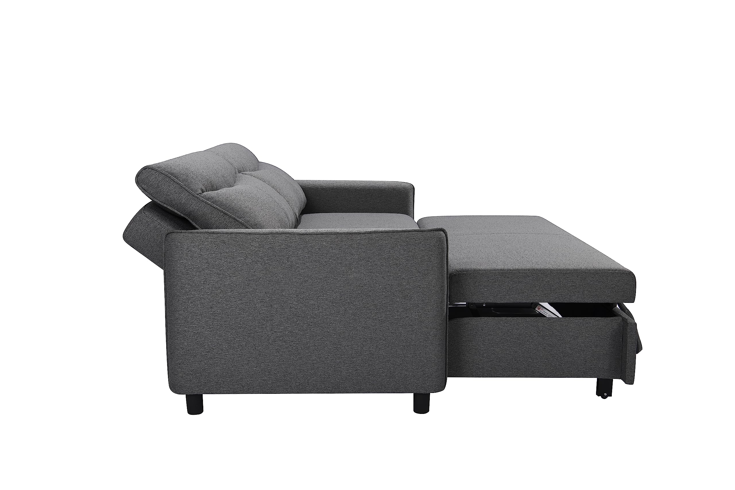Verfur Sofa 3 in 1 Convertible Sleeper Loveseat Sofabed, Futon Couch with Pullout Bed, 2 Seater Small Love Seat Lounge with Reclining Backrest, Living Room Furniture for Home Office, Grey Queen Size