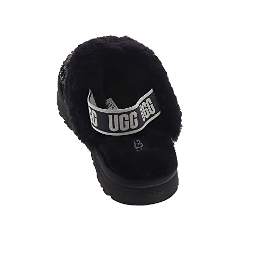 UGG Unisex-Child Funkette Chunky Sequin Slipper, Black, 6 Big Kid
