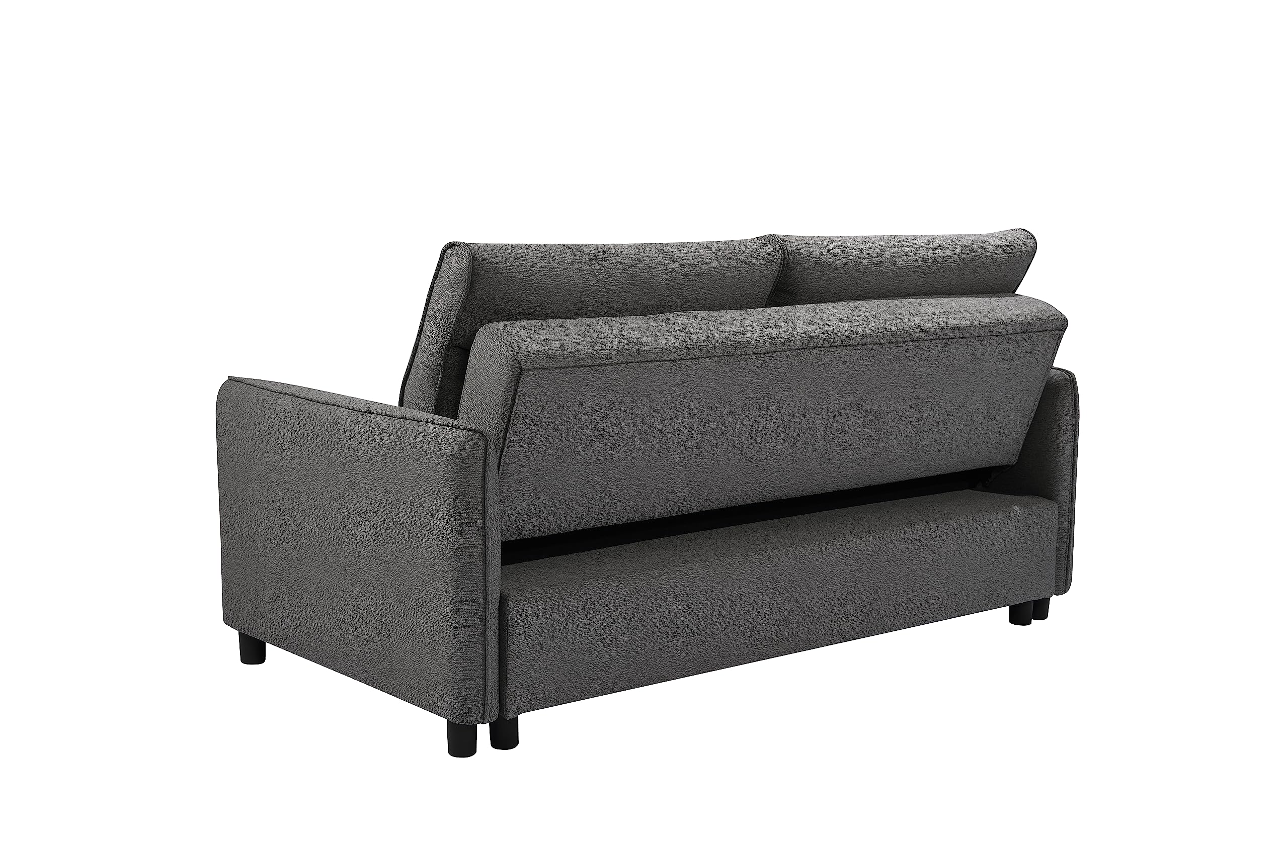 Verfur Sofa 3 in 1 Convertible Sleeper Loveseat Sofabed, Futon Couch with Pullout Bed, 2 Seater Small Love Seat Lounge with Reclining Backrest, Living Room Furniture for Home Office, Grey Queen Size