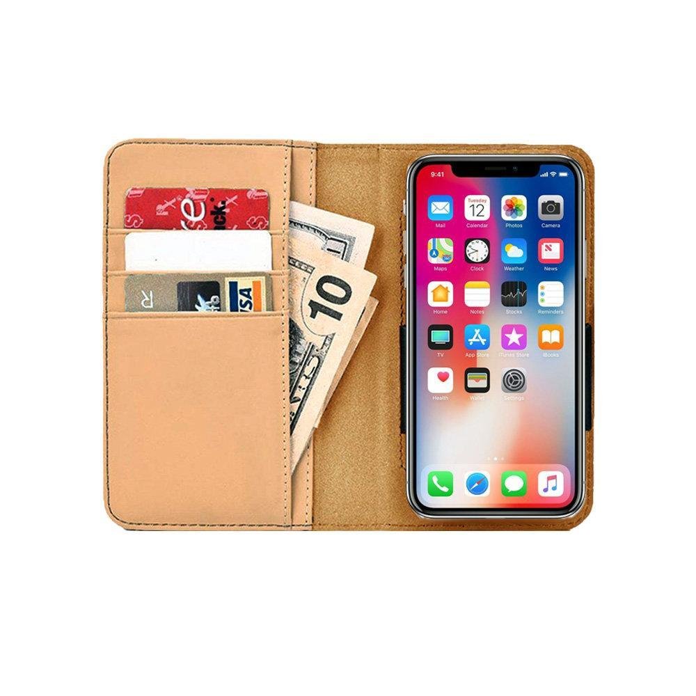 Cat Print Phone Case, Cute Abyssinian Cat Print Smartphone iPhone Wallet Case. Stunning Faux Leather Wallet Phone Cover/Stand for Samsung Galaxy, iPhone 6/7/8/X with RFID Protection