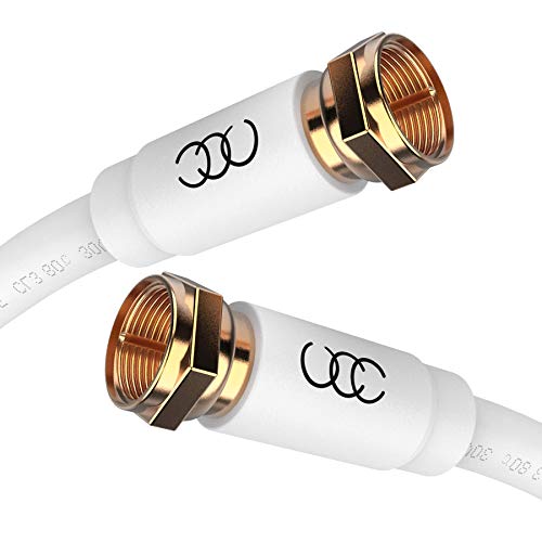 Coaxial Cable (20 ft) Triple Shielded - RG6 Coax TV Cable Cord Wire in-Wall Rated - Digital Audio Video with Male F Gold Plated Connectors -20 feet