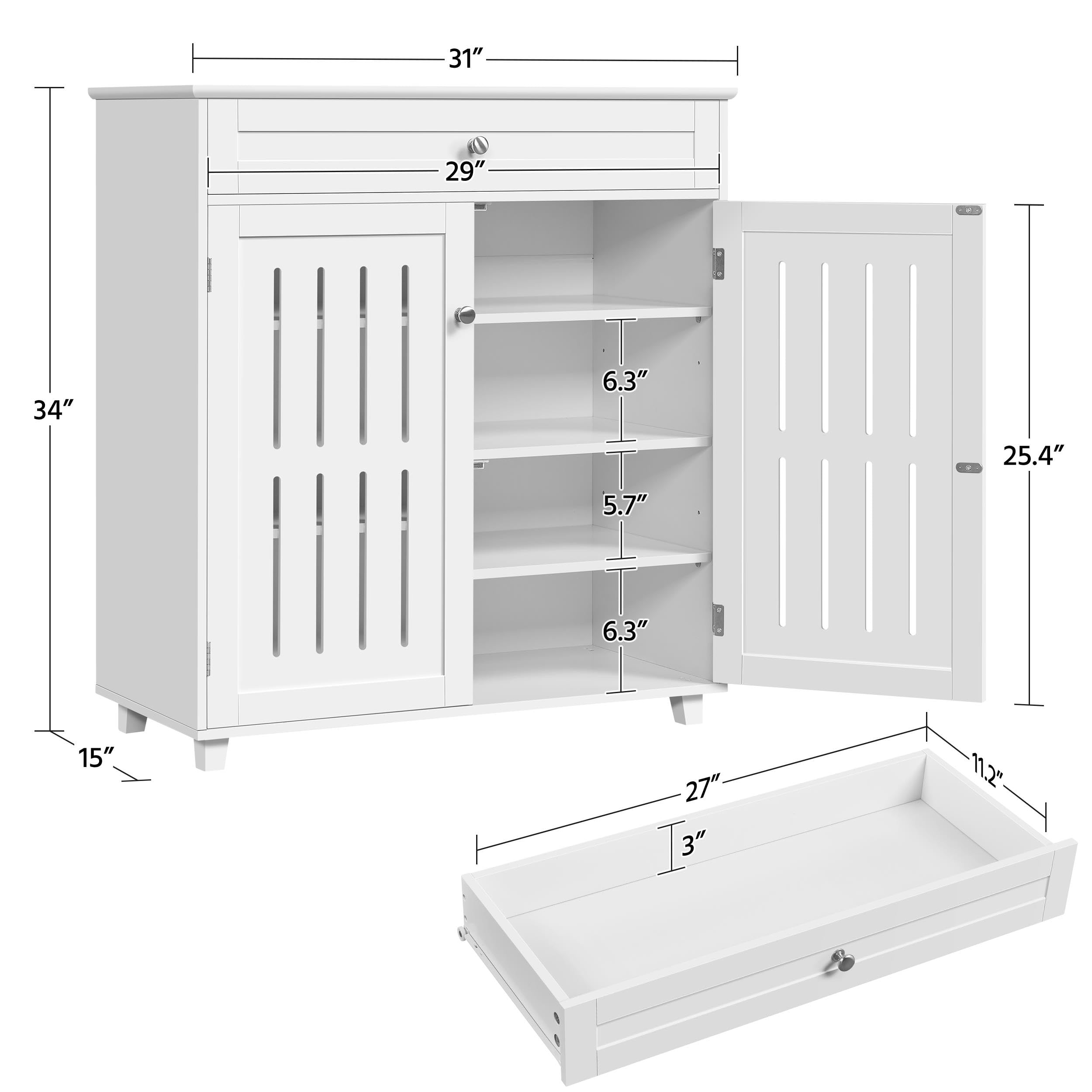 Yaheetech Shoe Cabinet, 4-Tier Shoe Storage Cabinet with Drawer & Adjustable Shelves, Wooden Shoe Rack Organizer with Louvered Doors for Entryway, Hallway, Bedroom, Closet, Living Room, White