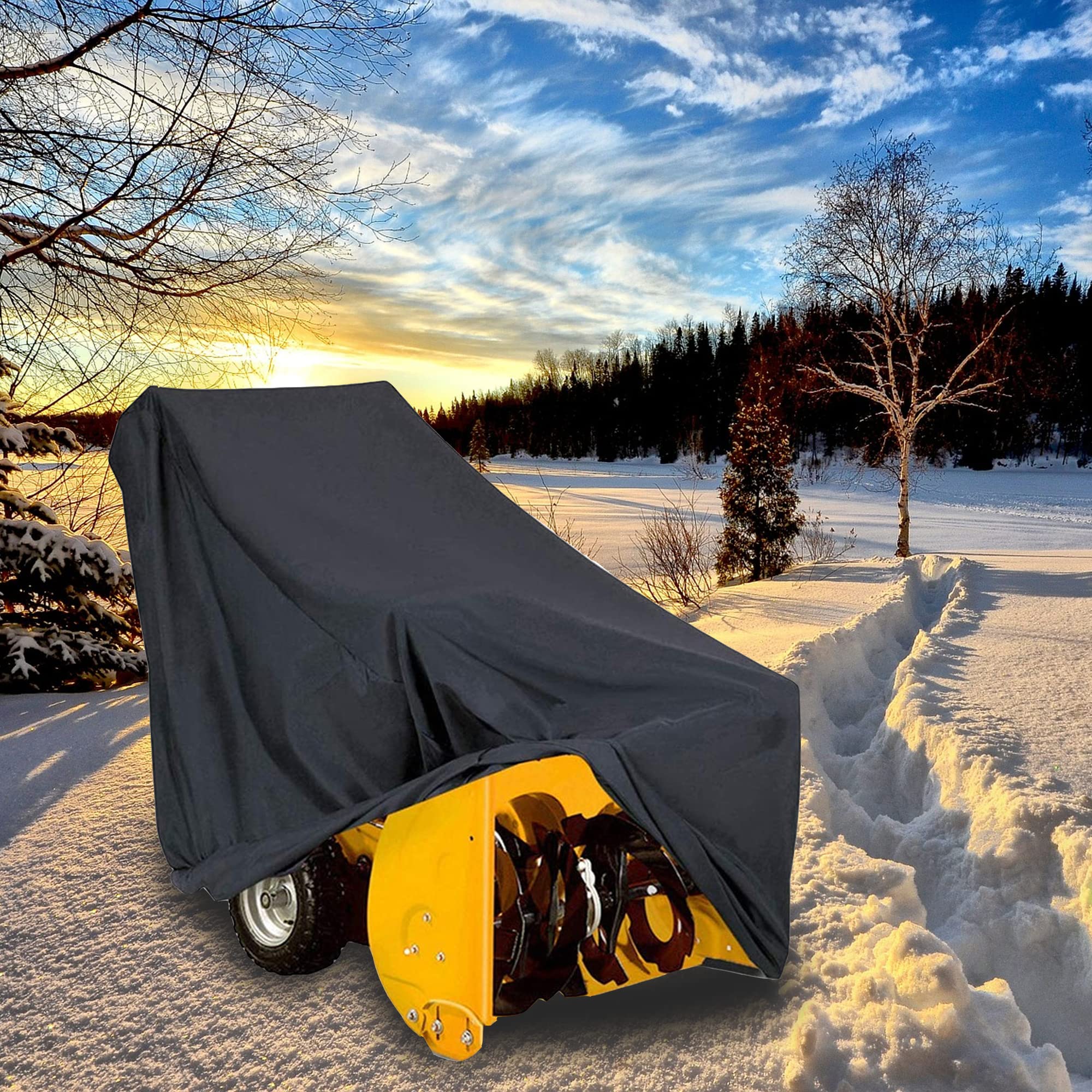 GINJKGO Snow Blower Covers Winter - Waterproof Snow Blower Accessories, Durable Snow Blower Covers Fit Most Electric Snow Blowers 43Lx32Wx35H/50”H(Cover Only)