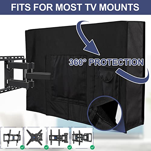 Mounting Dream Outdoor TV Cover Weatherproof with Bottom Cover for 30-32 inch TV, Waterproof and Dustproof TV Screen Protectors with Remote Control Pocket for Outside LED, LCD, OLED Flat Screen TVs