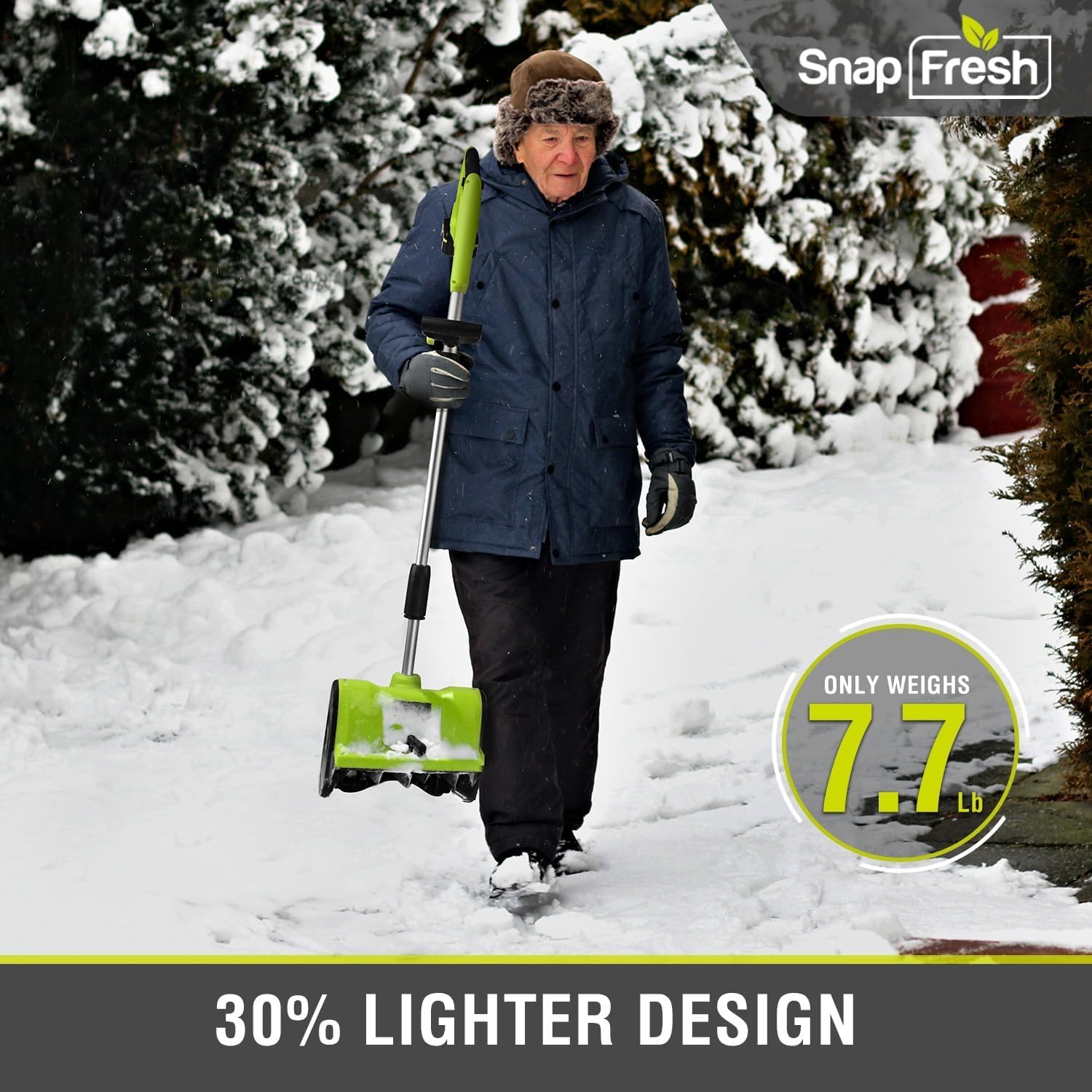 SnapFresh 20V Snow Shovel Cordless,12β Electric Snow Thrower kit,Adjustable Handle, Directional Plate, Handheld Battery Powered Snow Thrower for Driveway Clearing,4.0Ah Battery & Fast Charger Included