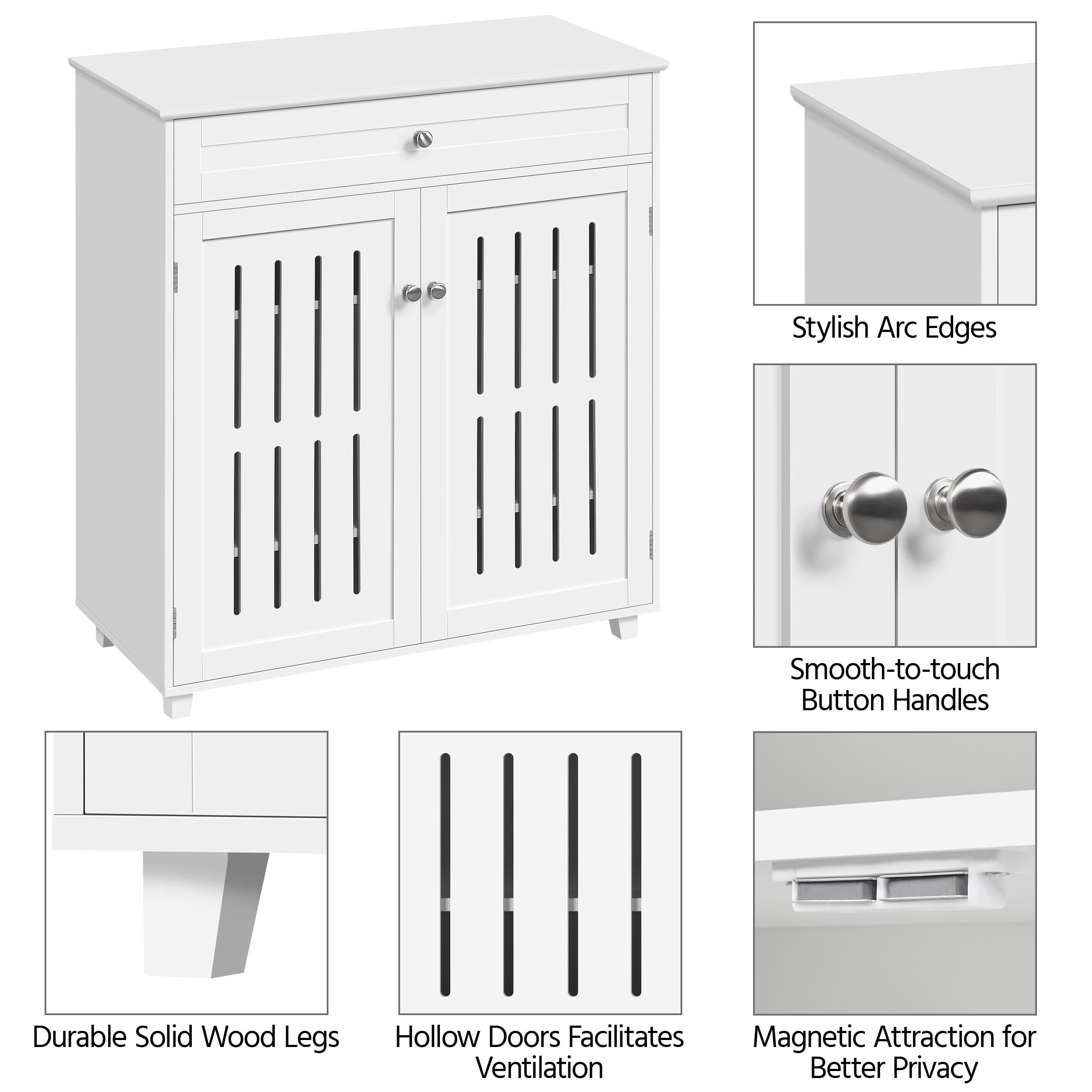 Yaheetech Shoe Cabinet, 4-Tier Shoe Storage Cabinet with Drawer & Adjustable Shelves, Wooden Shoe Rack Organizer with Louvered Doors for Entryway, Hallway, Bedroom, Closet, Living Room, White