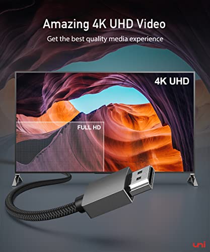 uni DisplayPort to HDMI 4K Cable 6.6FT, High Speed(1440P@60Hz 1080P@120Hz) Unidirectional DP to HDMI Cable Cord [Aluminum Shell, Nylon Braid] Compatible with HP, DELL, GPU, AMD, NVIDIA etc.