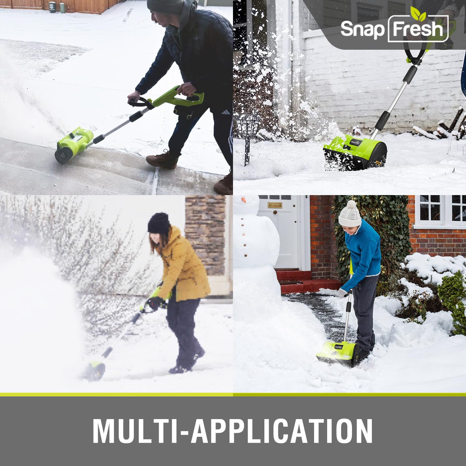SnapFresh 20V Snow Shovel Cordless,12β Electric Snow Thrower kit,Adjustable Handle, Directional Plate, Handheld Battery Powered Snow Thrower for Driveway Clearing,4.0Ah Battery & Fast Charger Included