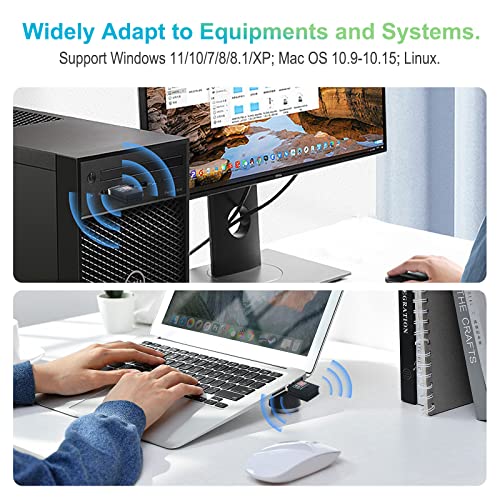 USB WiFi Adapter, 5G/2.4G Dual Band Wireless USB WiFi Adapter for PC, 600Mbps High Speed WiFi Adapter for Desktop PC, Linccras WiFi Dongle Support Windows 7/8/10 and Mac