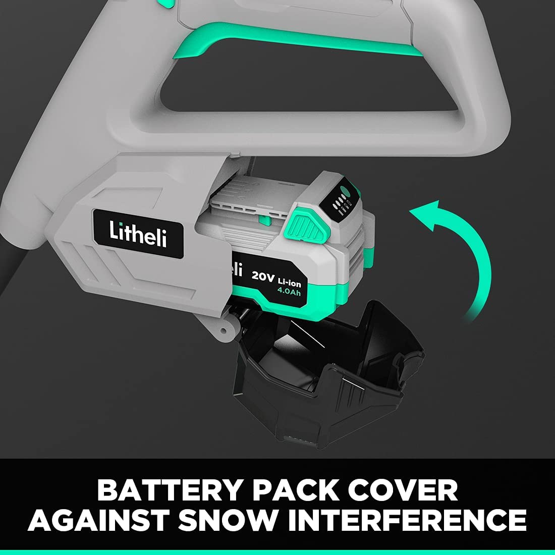 Litheli Cordless Snow Shovel, 20V 12-Inch Battery Powered Snow Thrower, Battery Snow Blower with Auxiliary Handle, with 2 Pack 4.0Ah Battery
