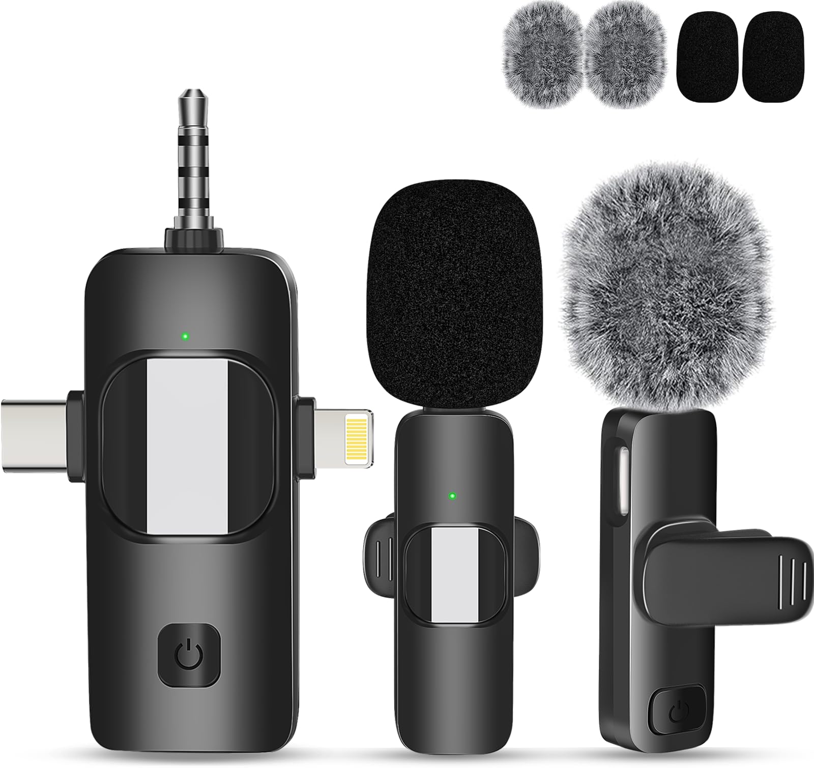 2 Pc Mini Microphone,Wireless Lavalier Lapel Microphone for iphone Android Camera Plug-Play,Professional Noise Reduction Recording Clip Mic for Creator Interview YouTube Interview TikTok Vlog (K15)