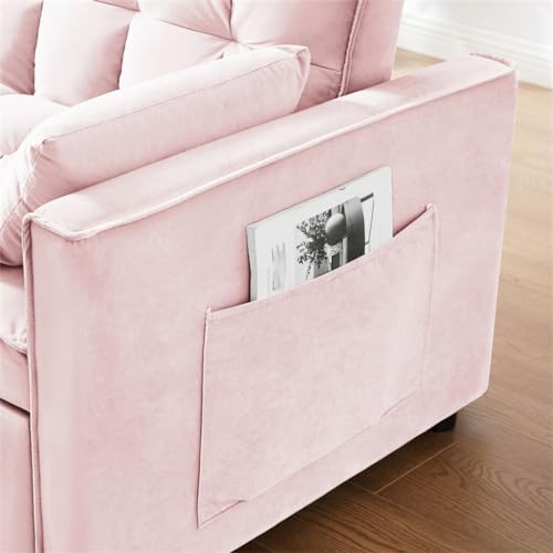 ylyajy Double Sofa Bed,Small Love Seat Lounge Sofa with Reclining Backrest, Pillows 3 in 1 Convertible Sleeper Sofa Bed