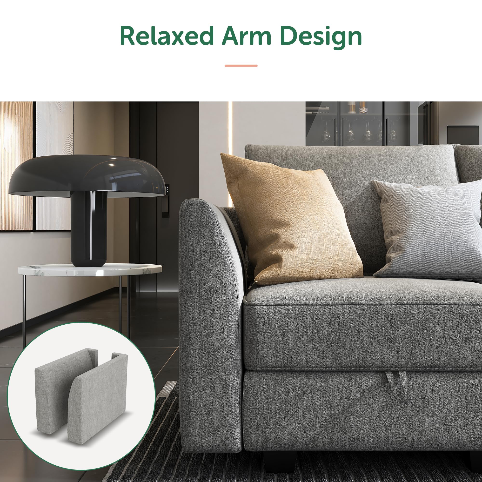 HONBAY Convertible Modular Sectional Sofa L-Shape Sectional Couch with Reversible Chaise Modular Sofa with Storage Seats, Grey