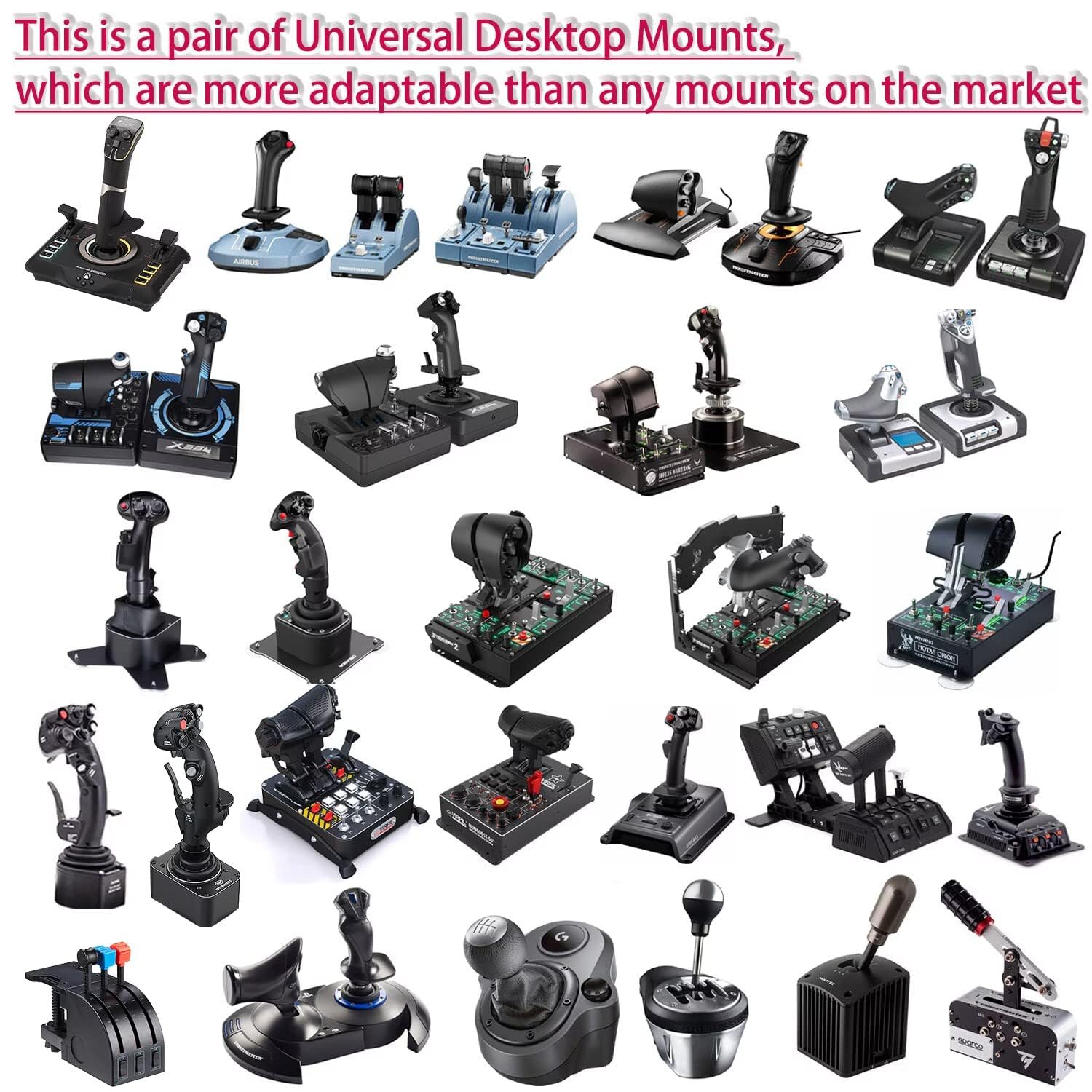 2 Set The Desk Mount for The Flight Sim Game Joystick, Throttle and Hotas Systems Compatible with Logitech X56, X52, Thrustmaster T-Flight Hotas,Thrustmaster T.16000M, Thrustmaster TCA,Wining orion 2