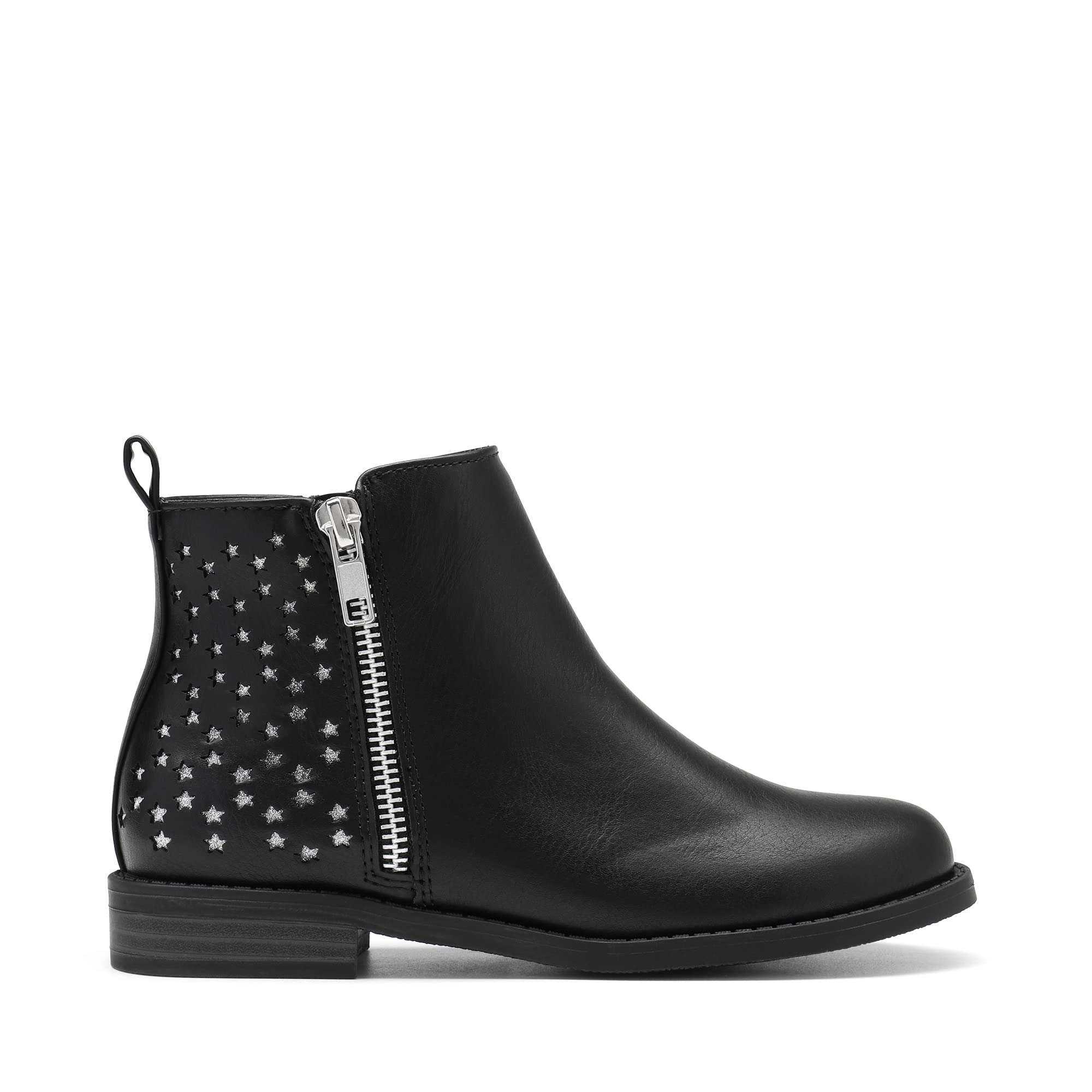DREAM PAIRS Girls Side Zipper Low Heels Ankle Boots Size 5 Big Kid Black SDBO2221K