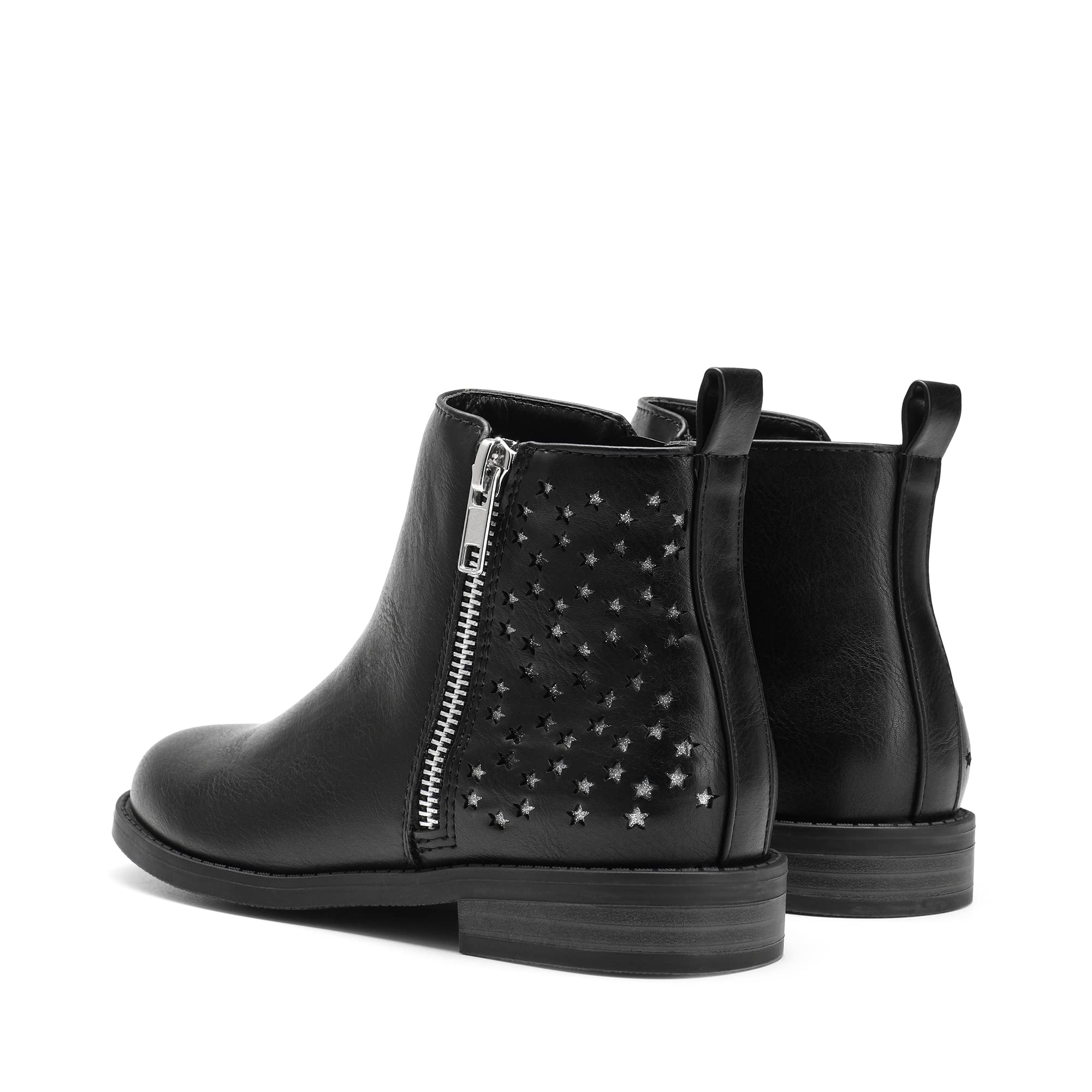 DREAM PAIRS Girls Side Zipper Low Heels Ankle Boots Size 5 Big Kid Black SDBO2221K