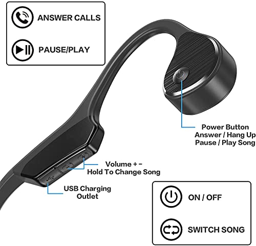 PREFIGHTCAT Wireless Bluetooth Bone Conduction Headphones Open-Ear Sweat Resistant Wireless Earphones for Workouts and Running