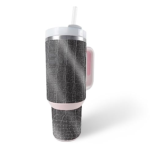MightySkins Glossy Glitter Skin Compatible with Stanley The Quencher H2.0 FlowState 40 Oz Tumbler - Black Gator Skin | Protective, Durable High-Gloss Glitter Finish | Easy to Apply