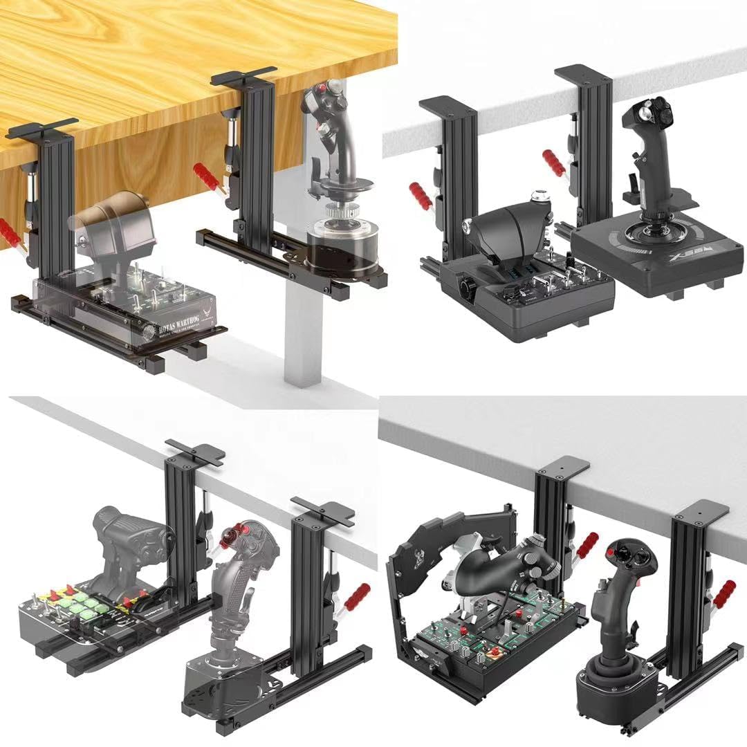 2 Set The Desk Mount for The Flight Sim Game Joystick, Throttle and Hotas Systems Compatible with Logitech X56, X52, Thrustmaster T-Flight Hotas,Thrustmaster T.16000M, Thrustmaster TCA,Wining orion 2