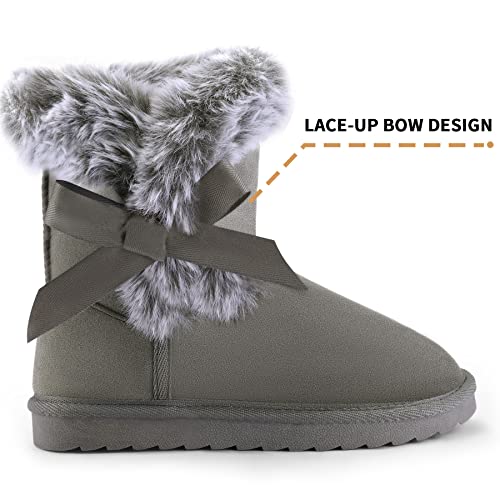 K KomForme Girls Kids Snow Boots Warm Fur Lined Slip On Outdoor Winter Shoes Lightweight Comfy(Little/Big Kids)