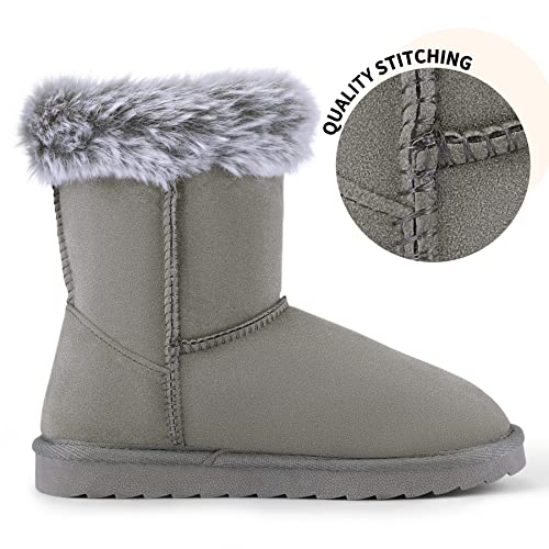 K KomForme Girls Kids Snow Boots Warm Fur Lined Slip On Outdoor Winter Shoes Lightweight Comfy(Little/Big Kids)
