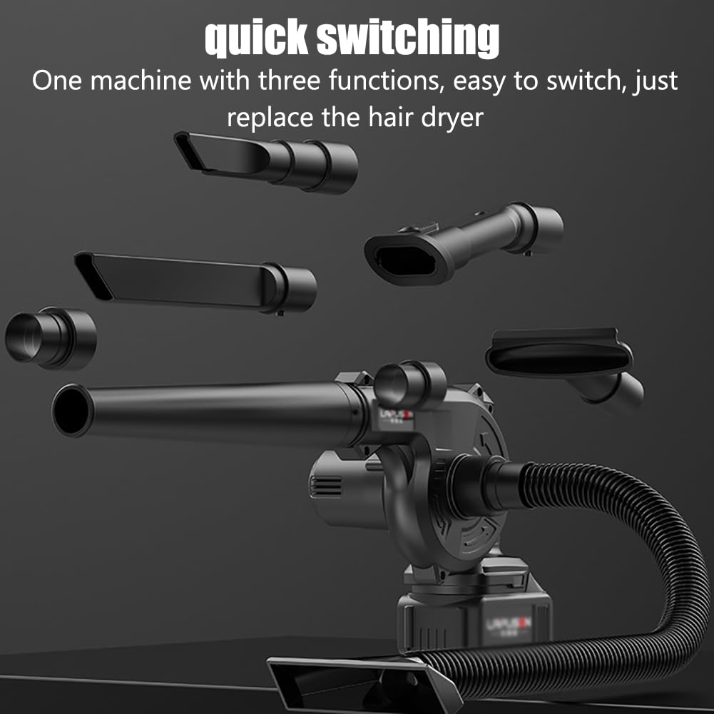 Electric Cordless Snow Blower, 3 in 1 Portable Snow Air Blower, Infinitely Variable Speed, 0-18000r/min Speed, High Speed Cooling System, for Garden, Patio, Lawn
