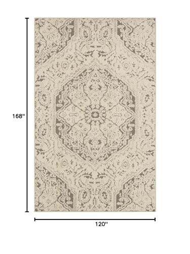 Mohawk Home Francesca Ornamental Medallion Light Gray 10' x 14' Shag Area Rug Perfect for Living Room, Dining Room, Office