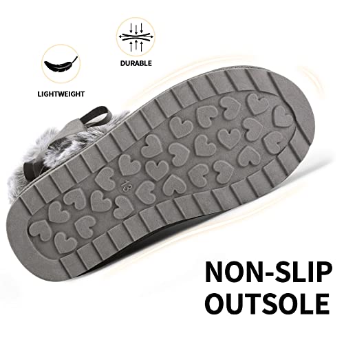 K KomForme Girls Kids Snow Boots Warm Fur Lined Slip On Outdoor Winter Shoes Lightweight Comfy(Little/Big Kids)