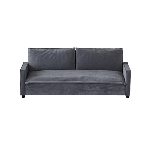 Verfur Pull Out Couch, Dark Gray Velet 63.8" Queen with USB Port