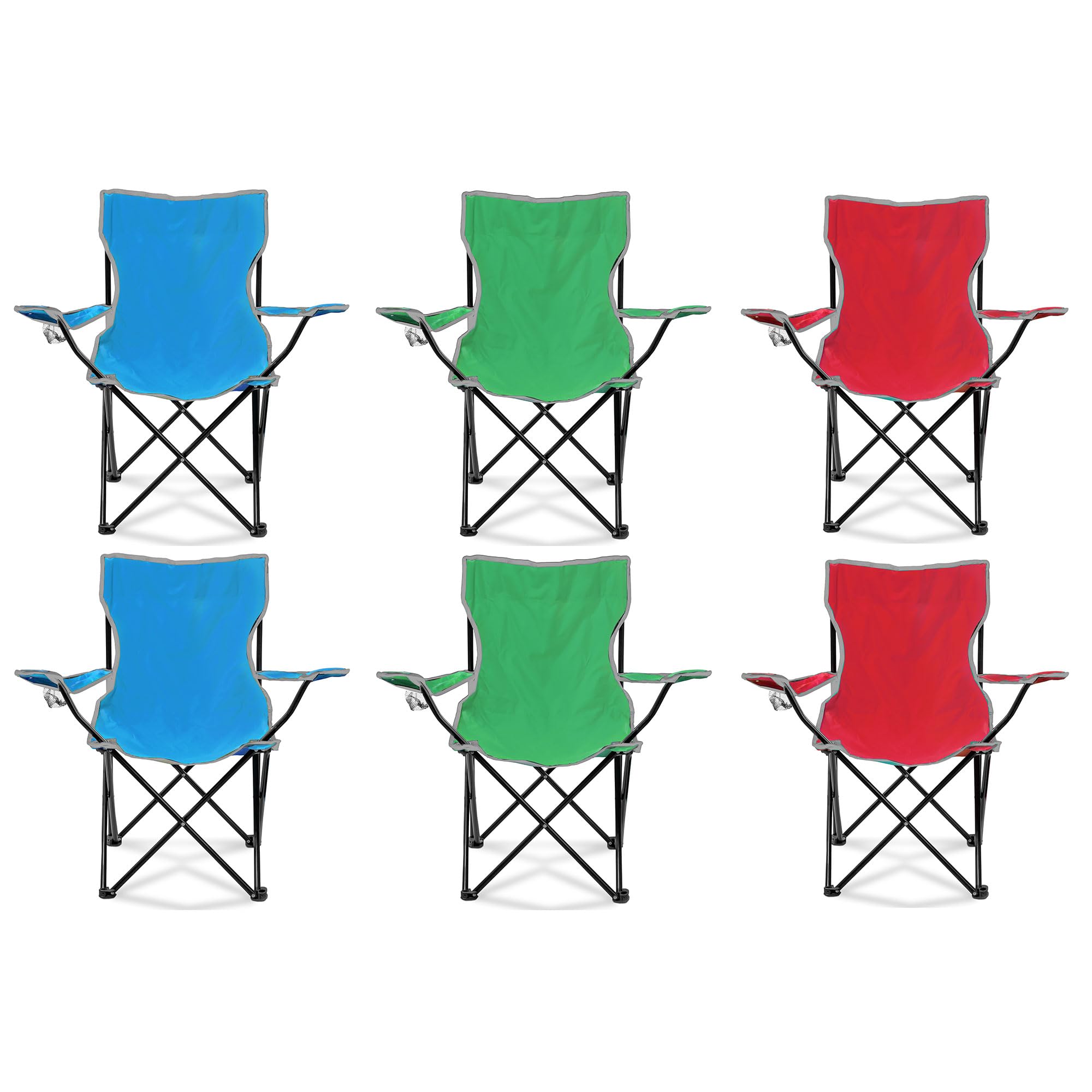 Four Seasons Courtyard 6-Pack Lightweight Folding Lawn Chair with Cupholder for Camping