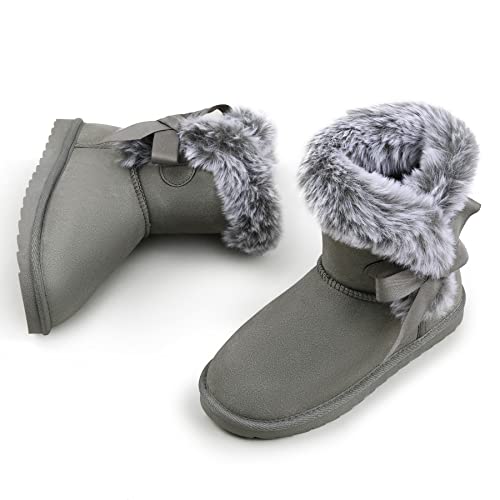 K KomForme Girls Kids Snow Boots Warm Fur Lined Slip On Outdoor Winter Shoes Lightweight Comfy(Little/Big Kids)