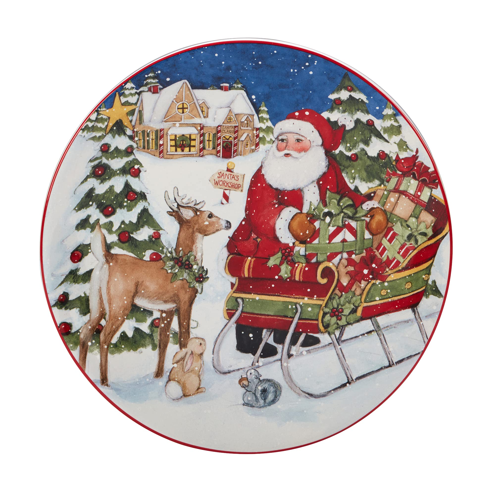Certified International Santa's Workshop 9" Dessert/Salad Plates, Multicolor, Medium, Set of 4
