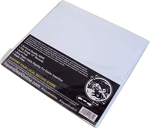 (100) 12" Record Inner Sleeves - 3-Layers of Archival Quality, Anti-Static HDPE with Rice Paper Enclosed Insert for Extra Rigidity #12IM
