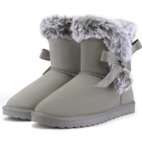 K KomForme Girls Kids Snow Boots Warm Fur Lined Slip On Outdoor Winter Shoes Lightweight Comfy(Little/Big Kids)