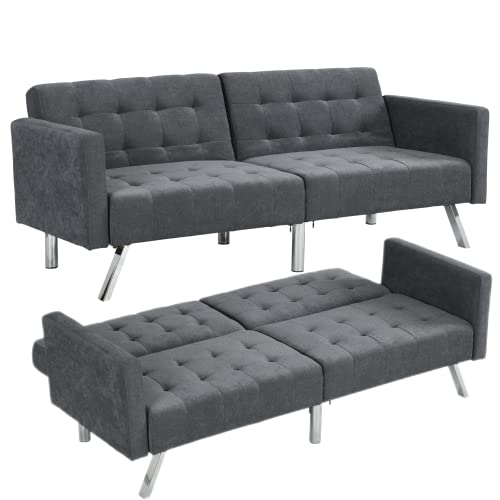 petolovty 75in Modern Convertible Folding Futon Sofa Bed, Folding Recliner Lounge Futon Couch for Living Room, Loveseats Sofa Bed for Compact Living Room, 75x32x30inch(WxDxH)