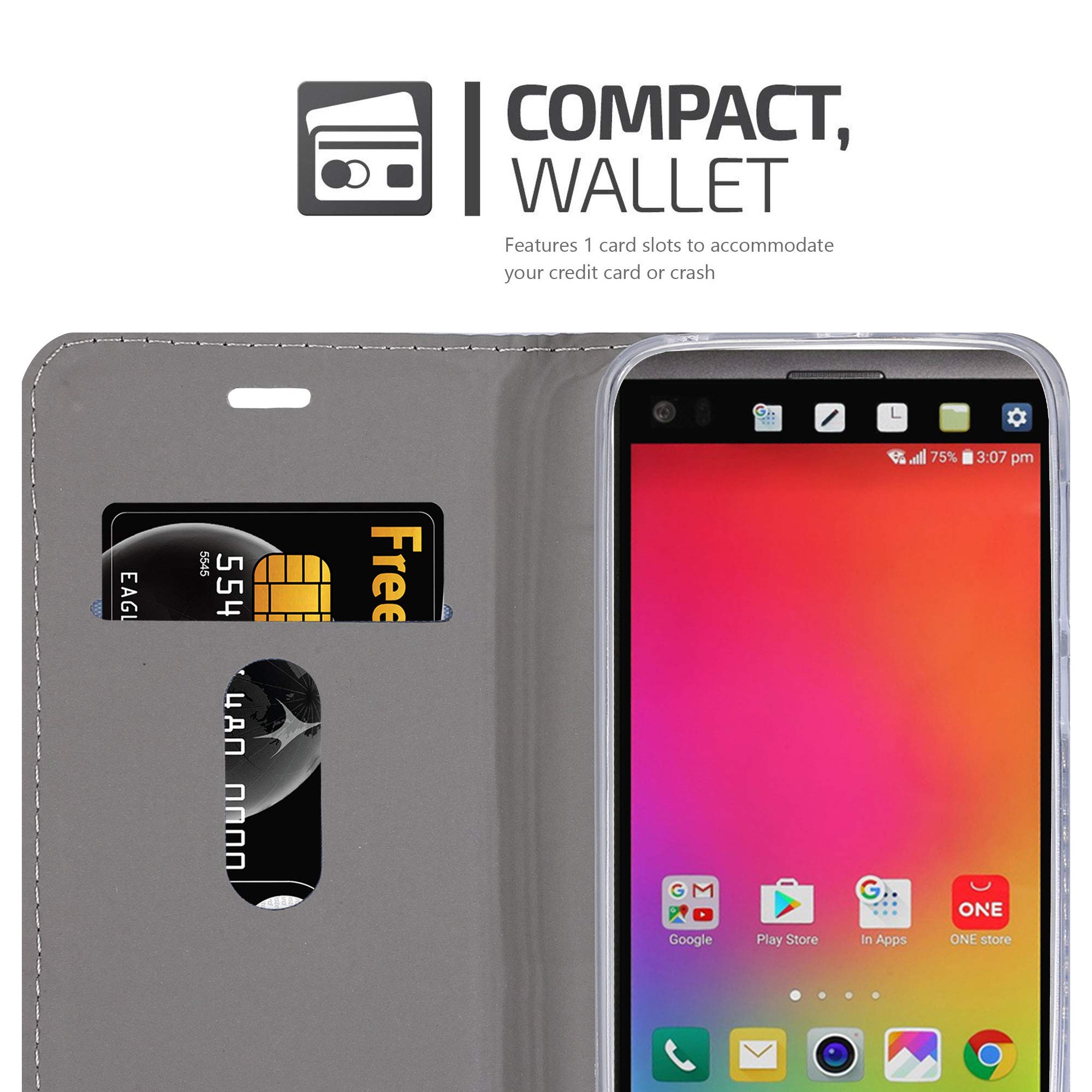 Cadorabo Book Case Compatible with LG V20 in Light Grey Brown - with Magnetic Closure, Stand Function and Card Slot - Wallet Etui Cover Pouch PU Leather Flip