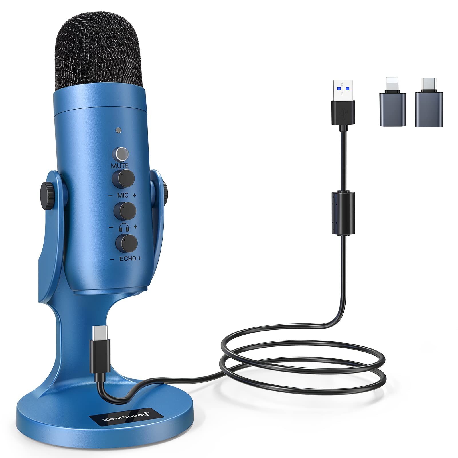 ZealSound USB Condenser Microphone k66 Blue and Wireless Lavalier Microphone V7 Pro