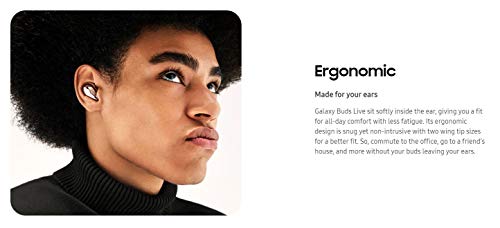 Samsung Galaxy Buds Live ANC TWS Open Type Wireless Bluetooth 5.0 Earbuds for iOS & Android, 12mm Drivers, International Model - SM-R180 (Buds + Fast Wireless Charging Pad Bundle, Mystic Black)