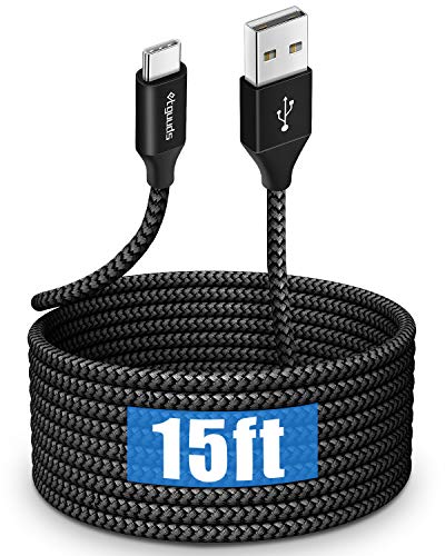 etguuds Long USB C Cable 15ft, USB 2.0 to USB Type C Cable Fast Charging Nylon Braided Charger Cord Compatible with Samsung Galaxy Note, LG, Moto, Google, Sony, Switch, Camera and Other USB-C Device