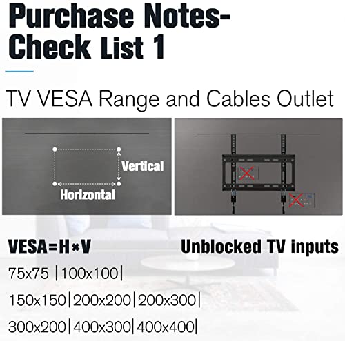 Mounting Dream Tilting TV Mounts for Most 26-55 Inch LED, LCD TVs up to VESA 400 x 400mm and 88 LBS Loading Capacity, TV Wall Mount with Unique Strap Design for Easily Lock and Release MD2268-MK