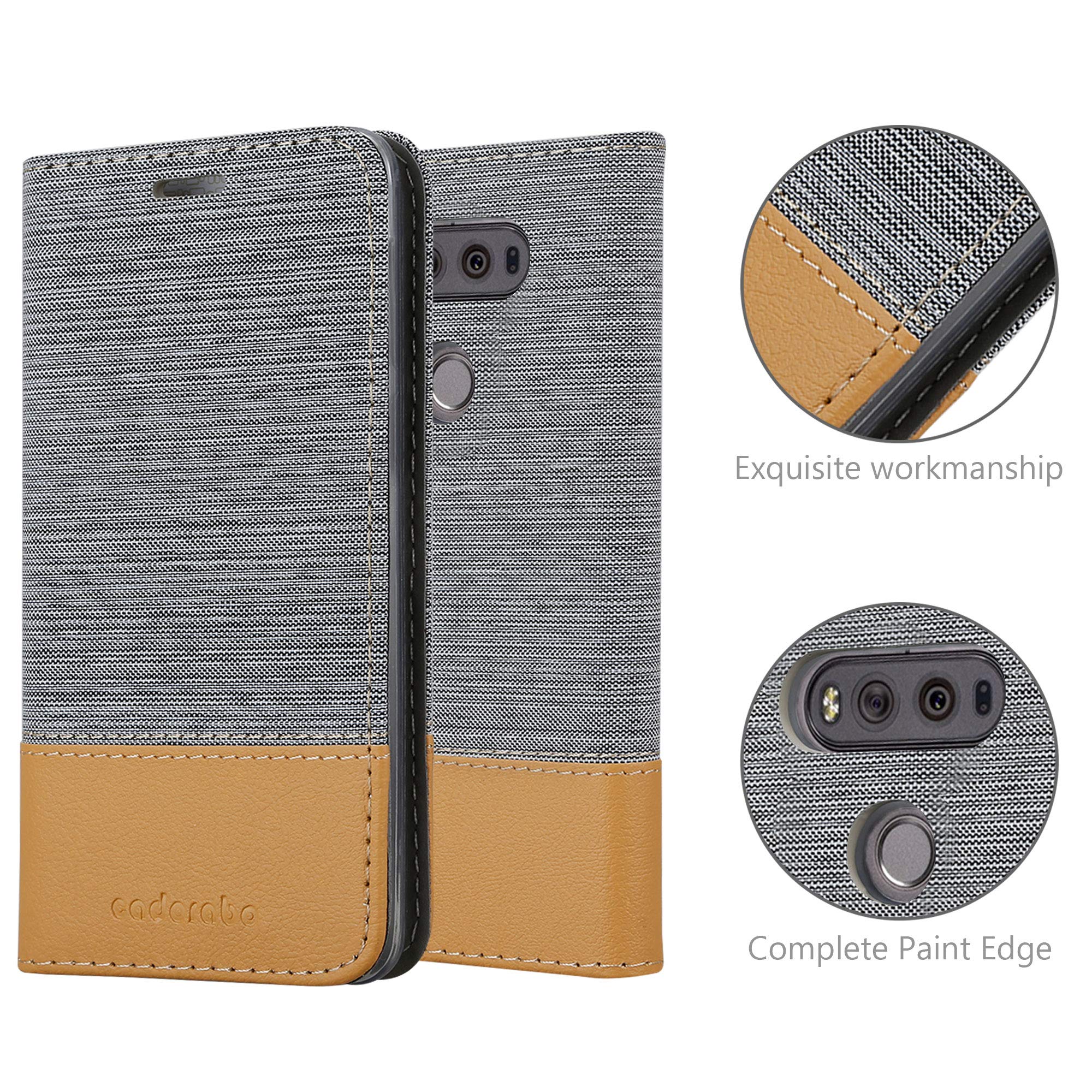 Cadorabo Book Case Compatible with LG V20 in Light Grey Brown - with Magnetic Closure, Stand Function and Card Slot - Wallet Etui Cover Pouch PU Leather Flip