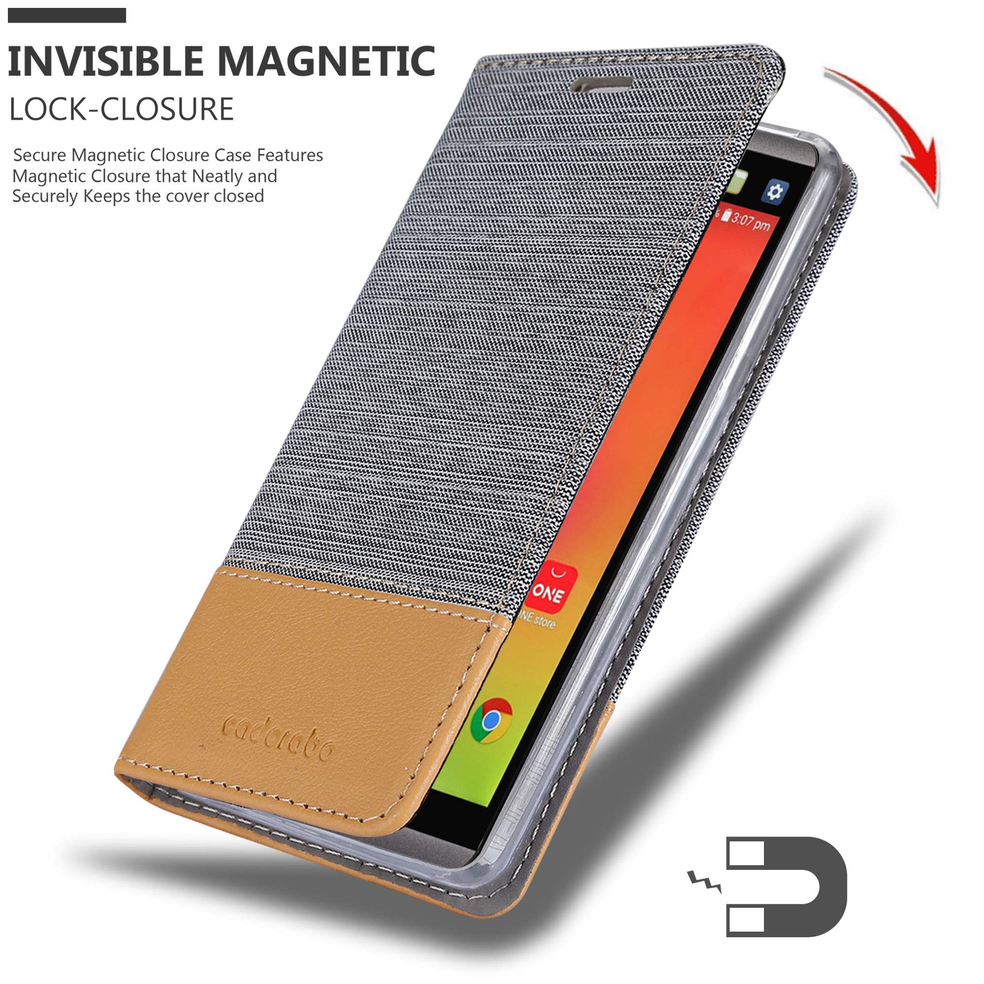 Cadorabo Book Case Compatible with LG V20 in Light Grey Brown - with Magnetic Closure, Stand Function and Card Slot - Wallet Etui Cover Pouch PU Leather Flip