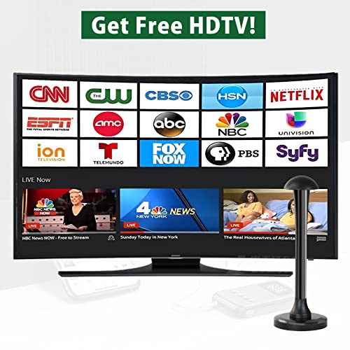 TV Antenna for Smart TV Powerful Best Amplifier Signal Booster up Support 4K 1080p Full HD Smart and Older Tvs 360° Signal Reception with 16.5ft Coaxial Cable