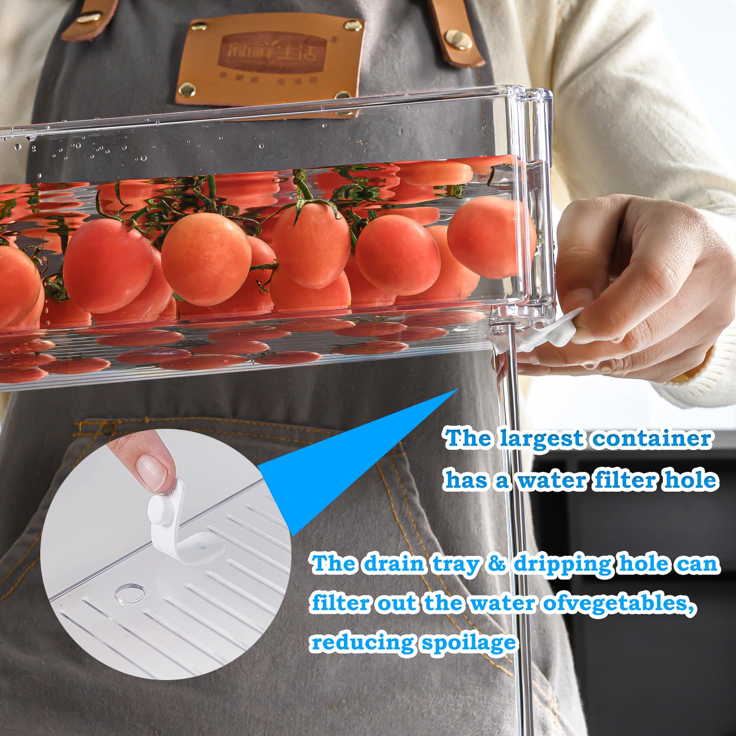 Pure Future Set of 10 Refrigerator Organizer Bins Stackable with Lids, Fridge Organizers and Storage Clear, BPA-Free, Fridge Storage Containers for Fruits & Vegetables